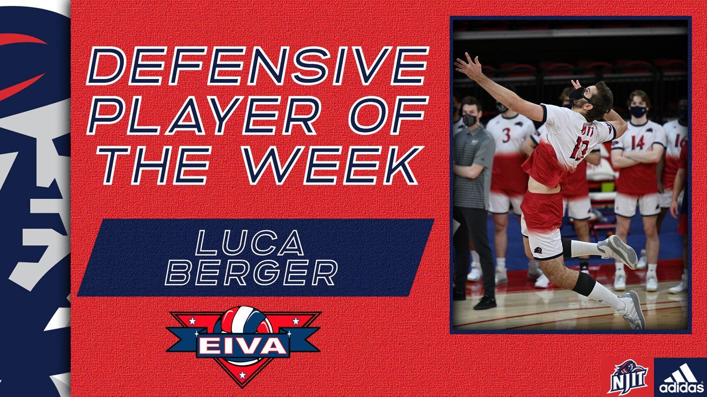 Luca Berger Selected EIVA Defensive Player of the Week
